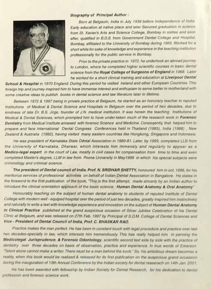 A tribute to Dr B S Bagi: A pioneer in forensic odontology ...