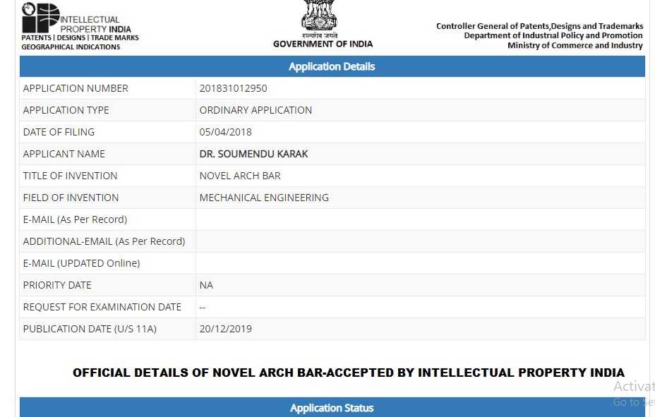 DT News - India - "Novel Arch Bar" patent by Dr. Soumendu Karak, OMFS